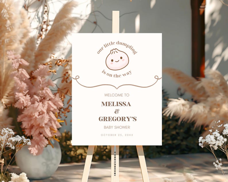 Editable Dumpling Baby Shower Sign, Gender Neutral Baby Shower ...
