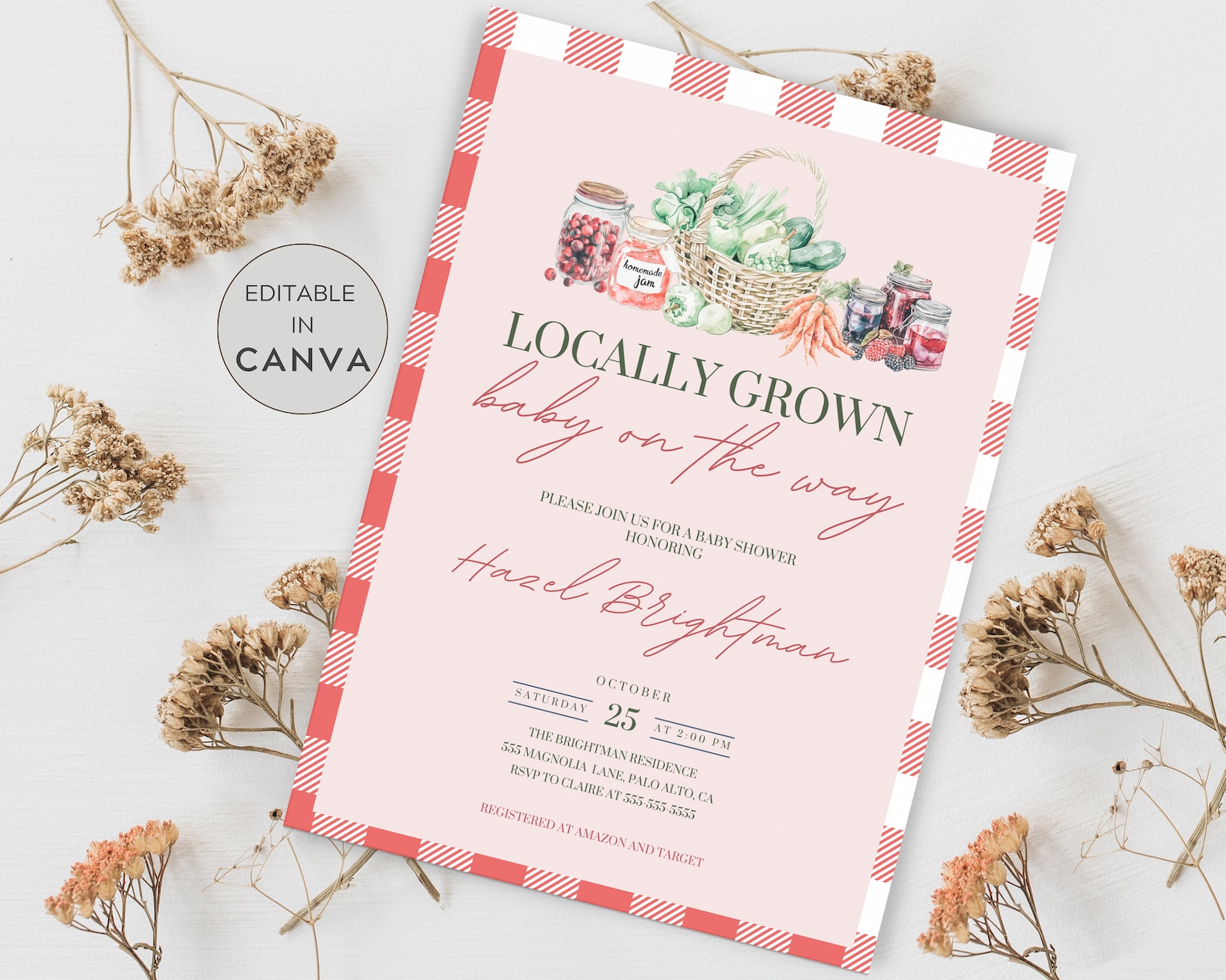 Editable Locally Grown Invitation, Farmers Market Baby Shower Invite ...
