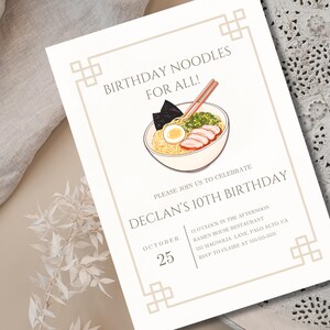 Editable Ramen Birthday Party Invitation, Ramen Party, Ramen Restaurant ...