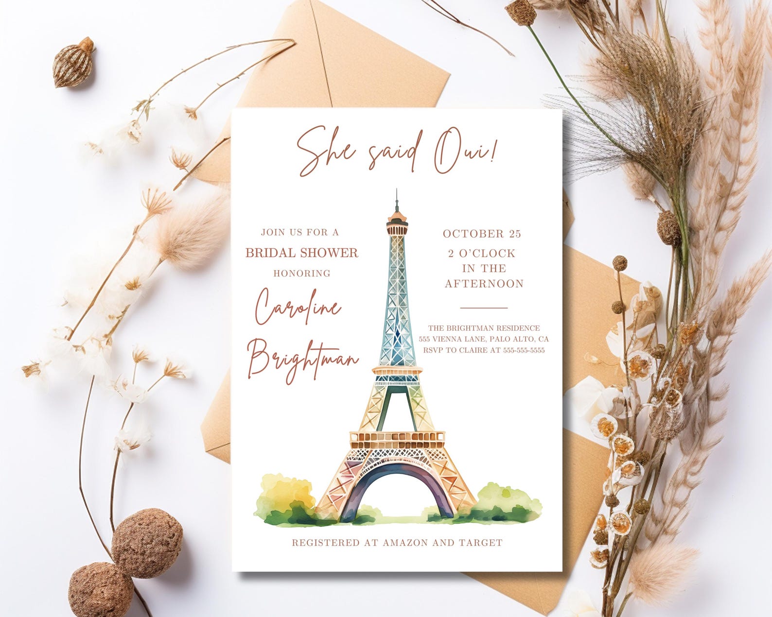 Eiffel Tower Paris Bridal Shower Invitation Template, Editable Bridal ...