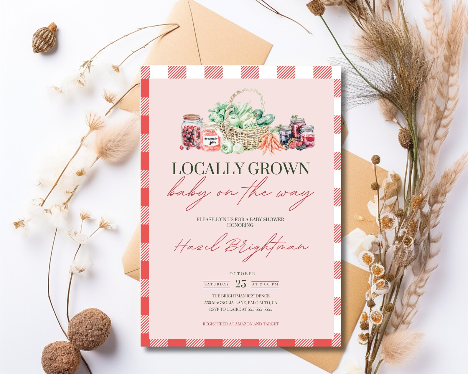 Editable Locally Grown Invitation, Farmers Market Baby Shower Invite ...