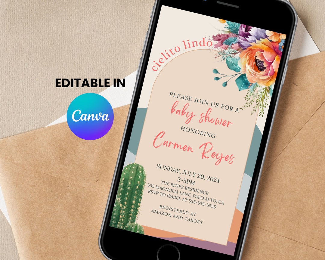 Cielito Lindo Baby Shower Invitation Girl Digital Baby Shower ...