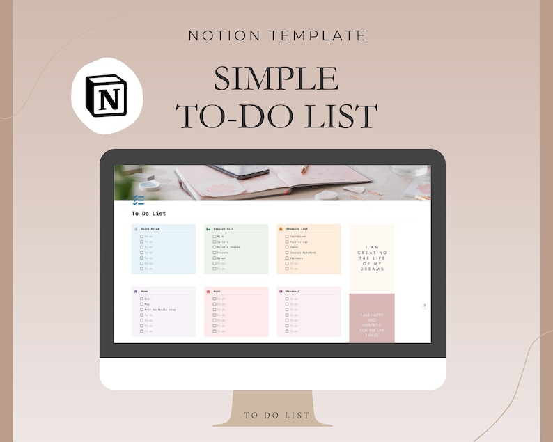 Aesthetic Notion Simple To-do List, Notion to Do List, Daily Notion Planner, Digital Planner ...