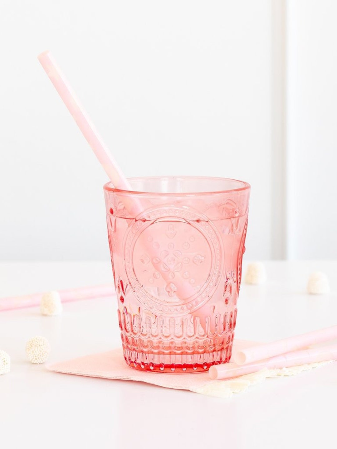 Reusable Straws/ Baby Pink Reusable Straws / Pink Moon and Star Plastic ...
