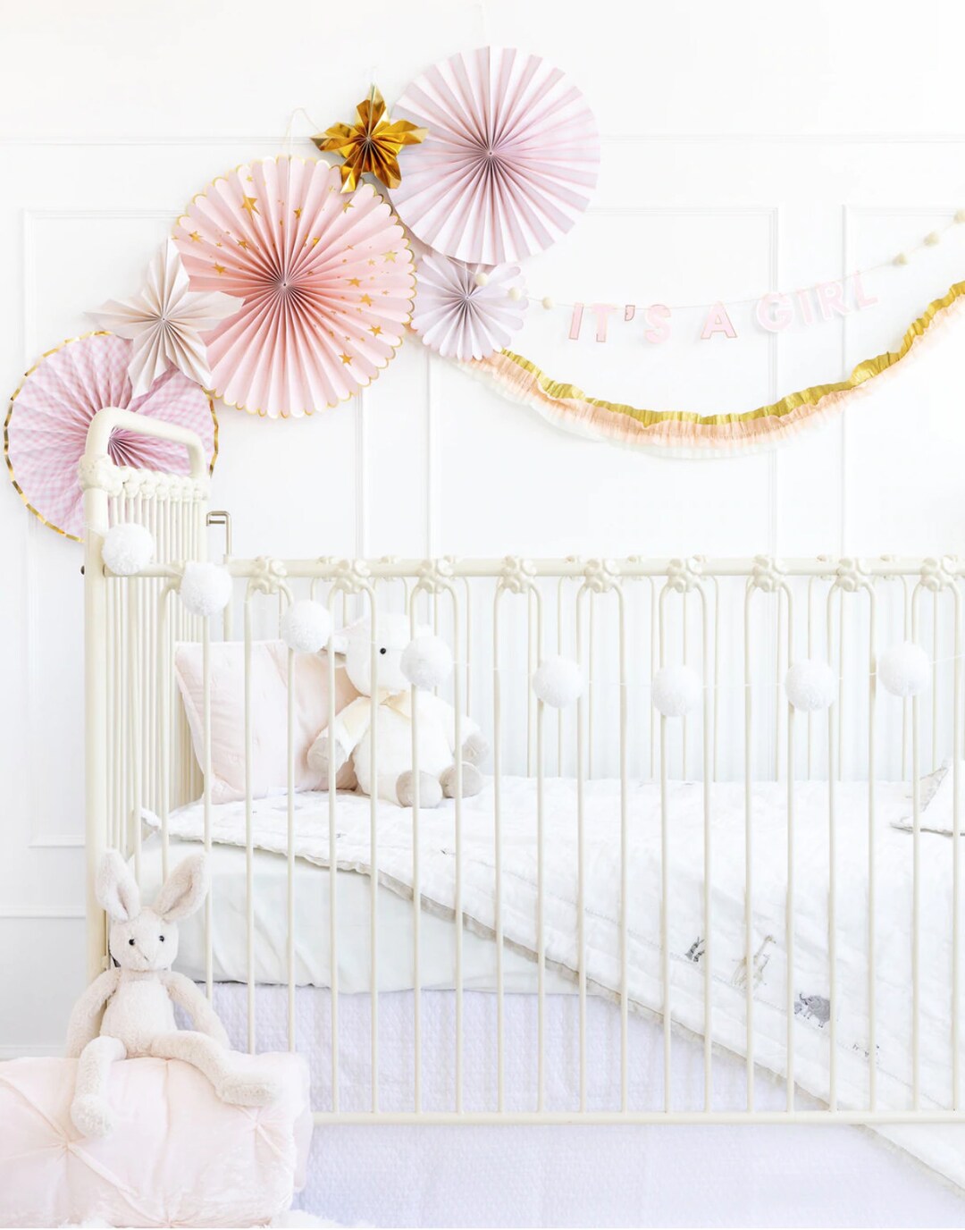 Baby Pink Paper Fan Set | Pink Party Fans |pink Baby Shower | It's a ...