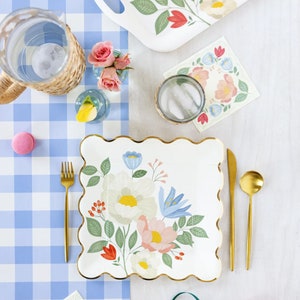 Floral Corner Napkin/ Floral Corner Paper Plates/ Table Top Decor ...