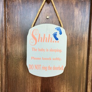 Reversible Baby Sleeping and Take off Your Shoes Sign - Etsy