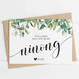 Will You Be My Ninong Card - Personalized Card - Ninong Godfather ...