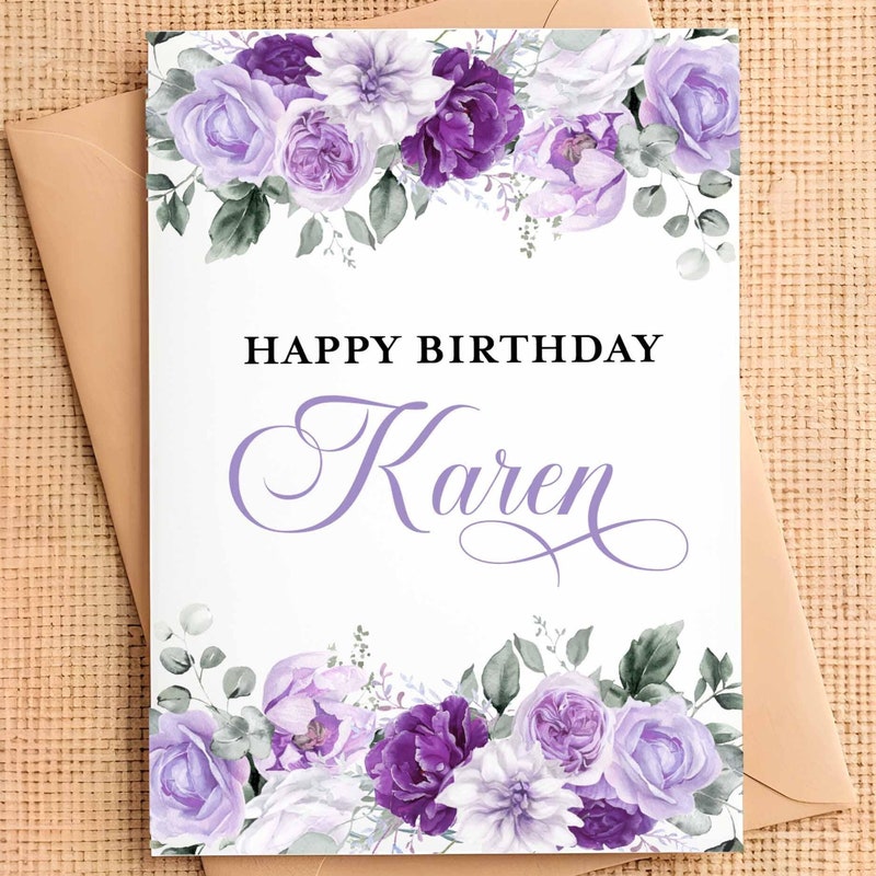 Birthday Card Purple - Etsy