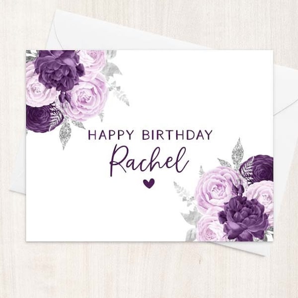 Birthday Card Purple - Etsy