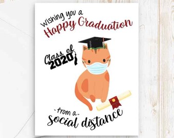 Graduation Card Cat | Etsy