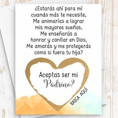 SPANISH Godparents Padrinos Proposal Scratch off Card - Etsy