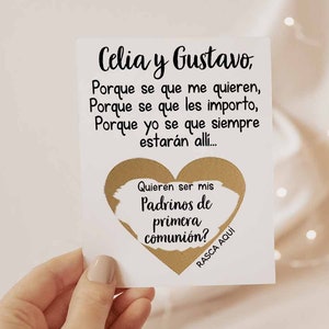 Spanish Godparents PADRINOS De PRIMERA COMUNION Scratch off Card ...