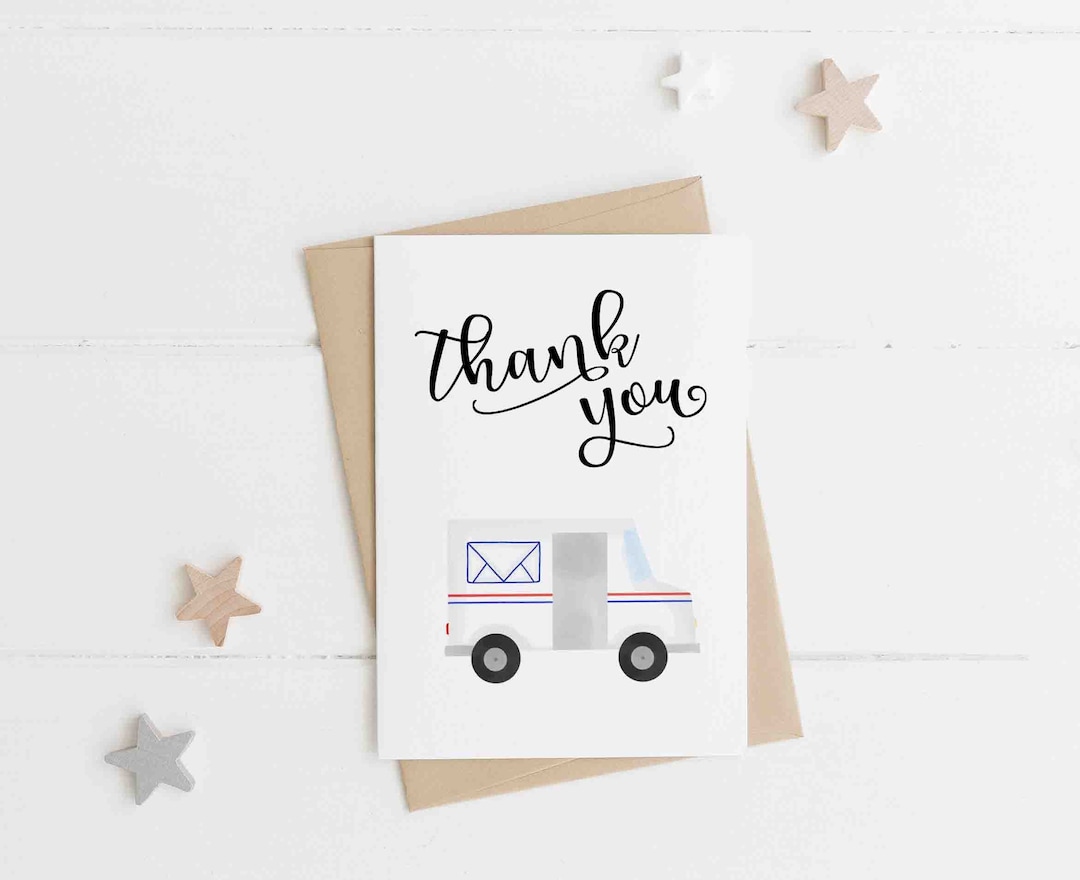 Mail Carrier Thank You Card, Letter Carrier, Thank You Card for Postal ...