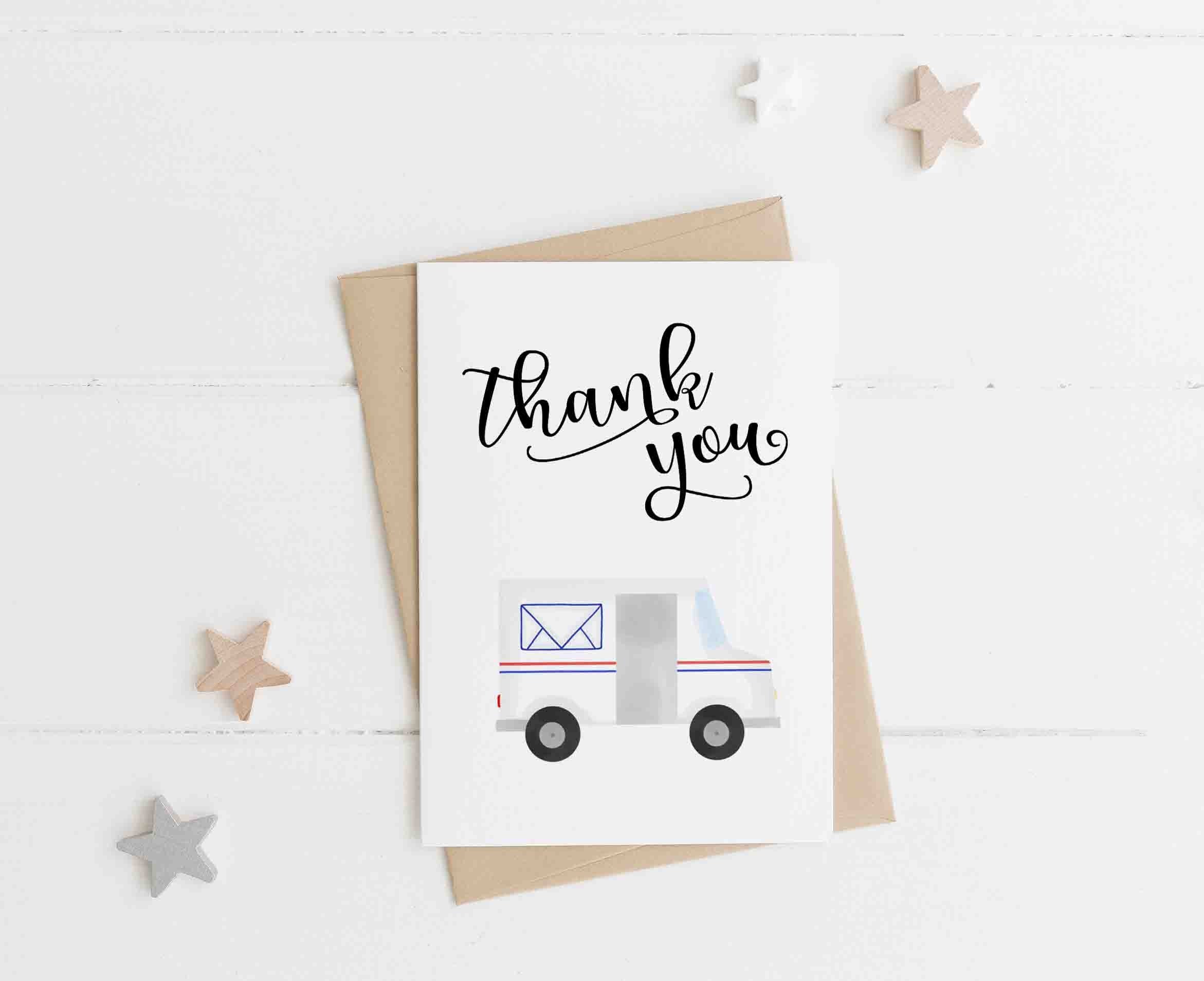 Mail Carrier Thank You Card, Letter Carrier, Thank You Card for Postal ...