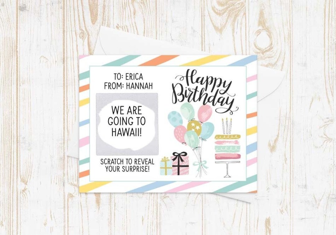 Custom Scratch off Birthday Card Personalized Gift Scratch off Surprise ...
