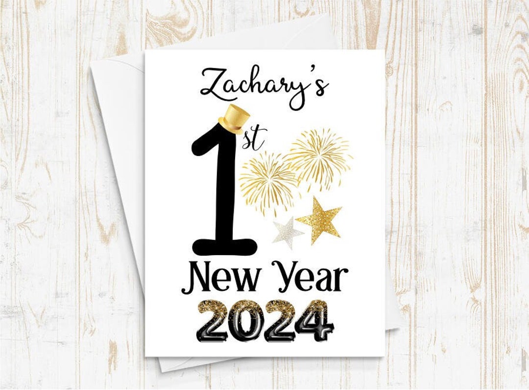 First New Year Card, PERSONALIZED New Years Card, Baby's 1st New Year ...