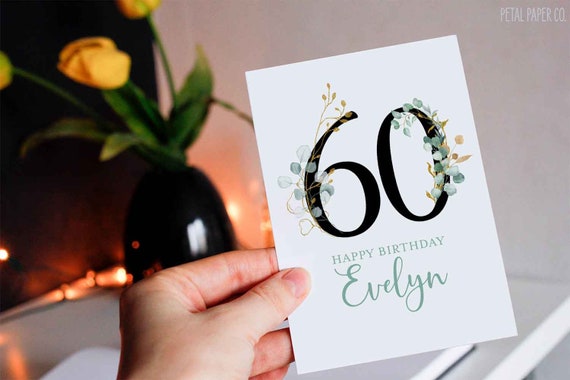 60th Birthday Card Friend Birthday Card Personalized With | Etsy