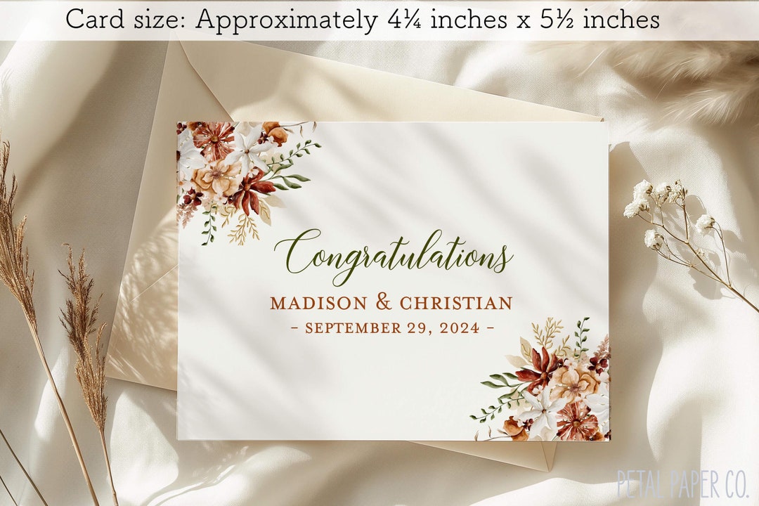 Wedding Congratulations Card - Personalized Wedding Day Card for Couple ...