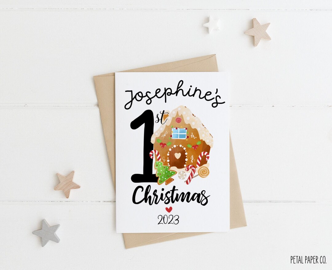First Christmas Card, PERSONALIZED Christmas Card, Baby's 1st Christmas ...