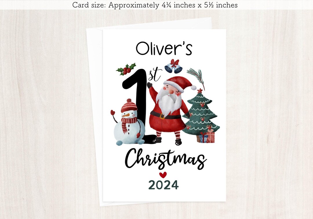 First Christmas Baby Card, PERSONALIZED Christmas Card, Baby's 1st ...