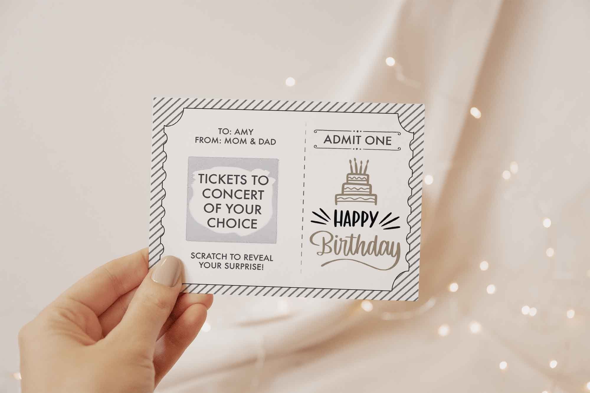 Custom Scratch off Birthday Ticket Card Personalized Gift - Etsy