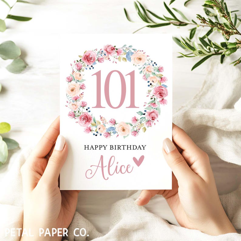 101st Birthday Card, Friend Birthday Card, Personalized With Name ...