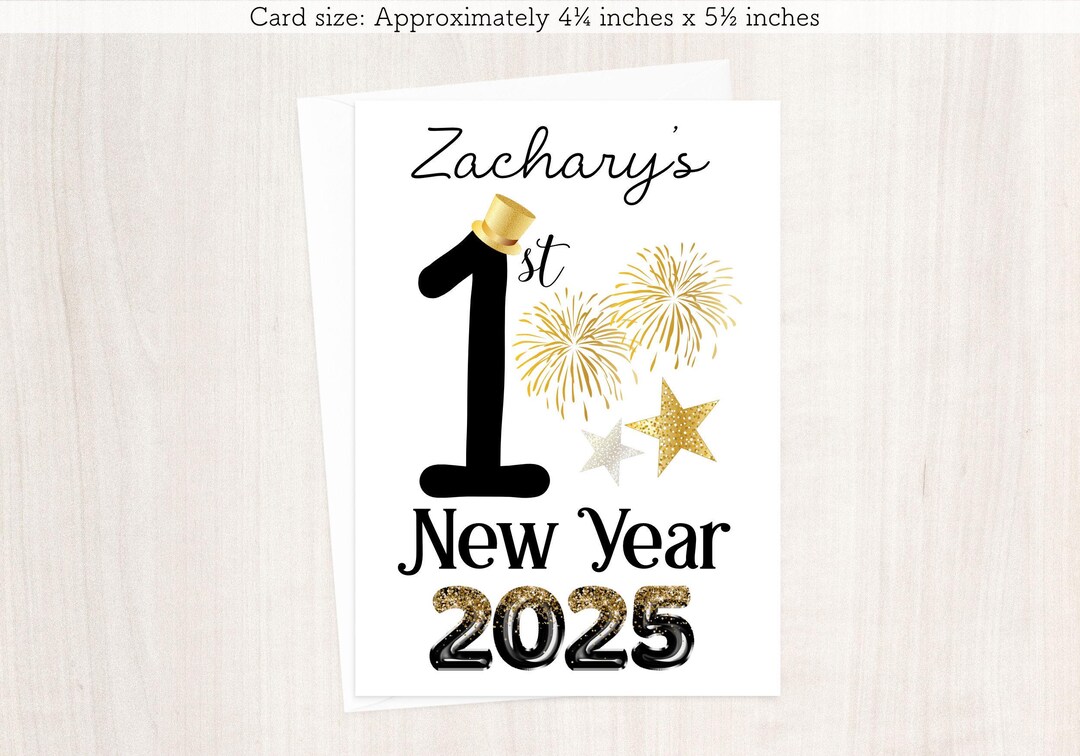 First New Year Card, PERSONALIZED New Years Card, Baby's 1st New Year ...