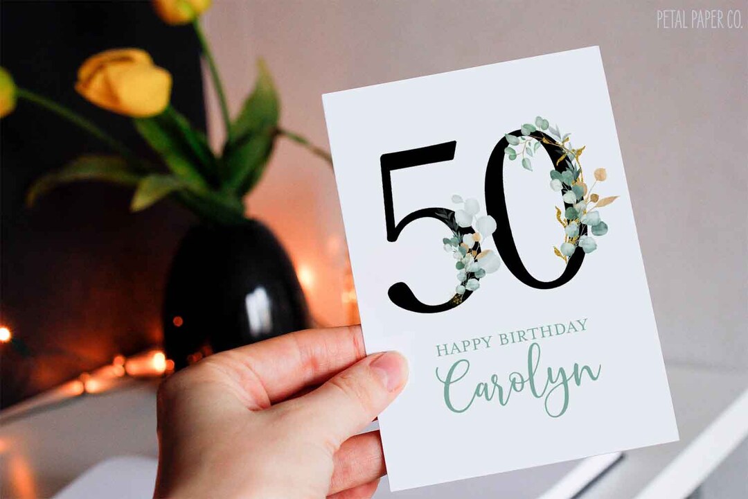 50th Birthday Card, Friend Birthday Card, Personalized With Name, 50th ...
