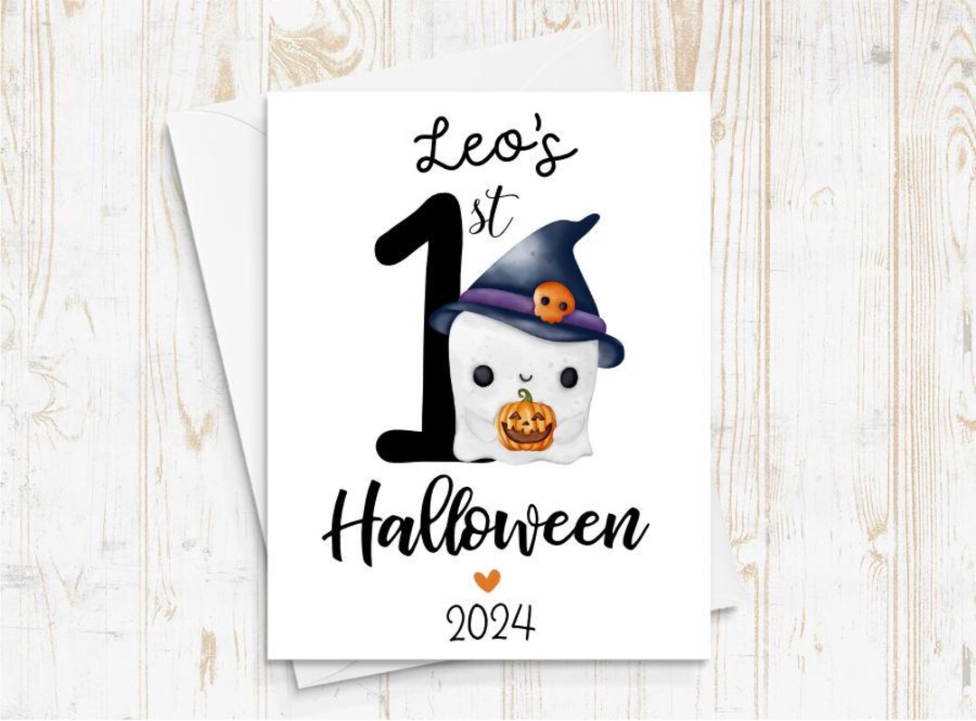 First Halloween Baby Card, PERSONALIZED Halloween Card, Baby's 1st ...
