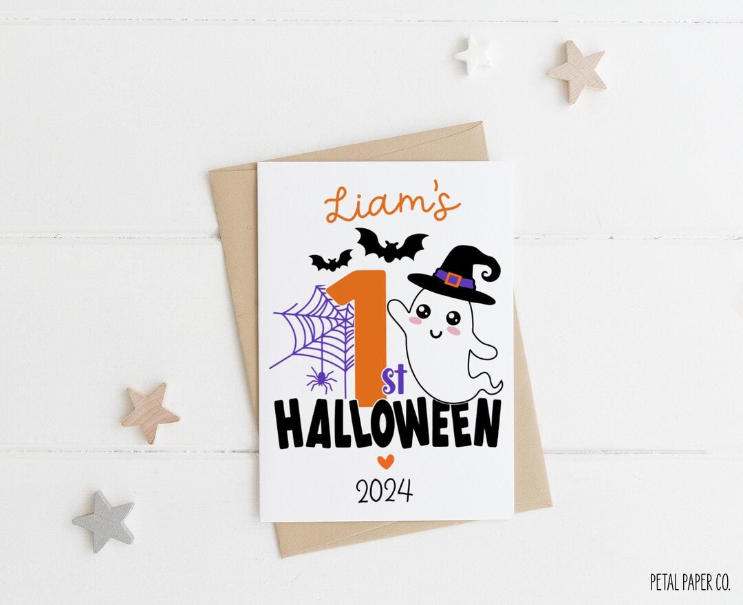 First Halloween Baby Card, PERSONALIZED Halloween Card, Baby's 1st ...