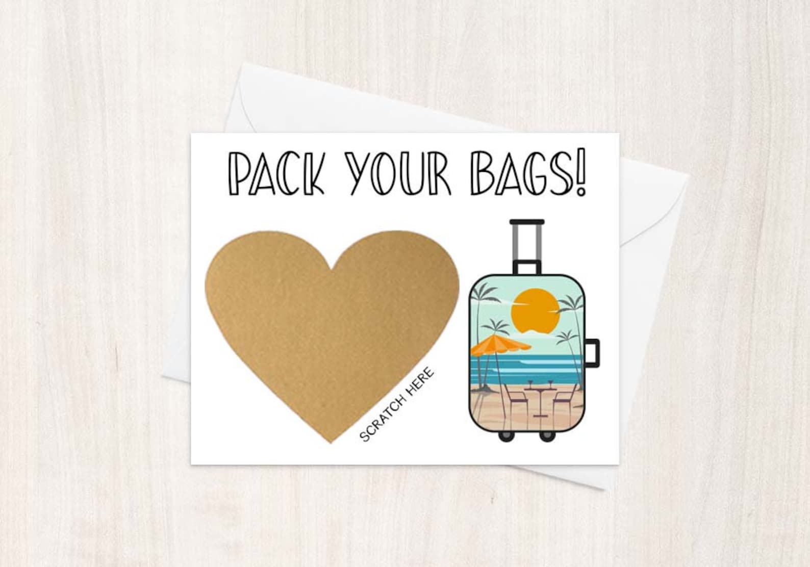 Pack Your Bags Surprise Travel Card Scratch off Card, Surprise Beach ...