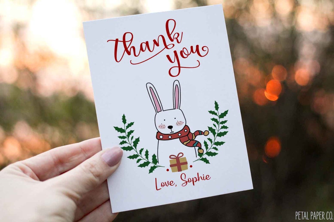 Christmas Thank You Card, Thank You Card From Kid, Personalized ...