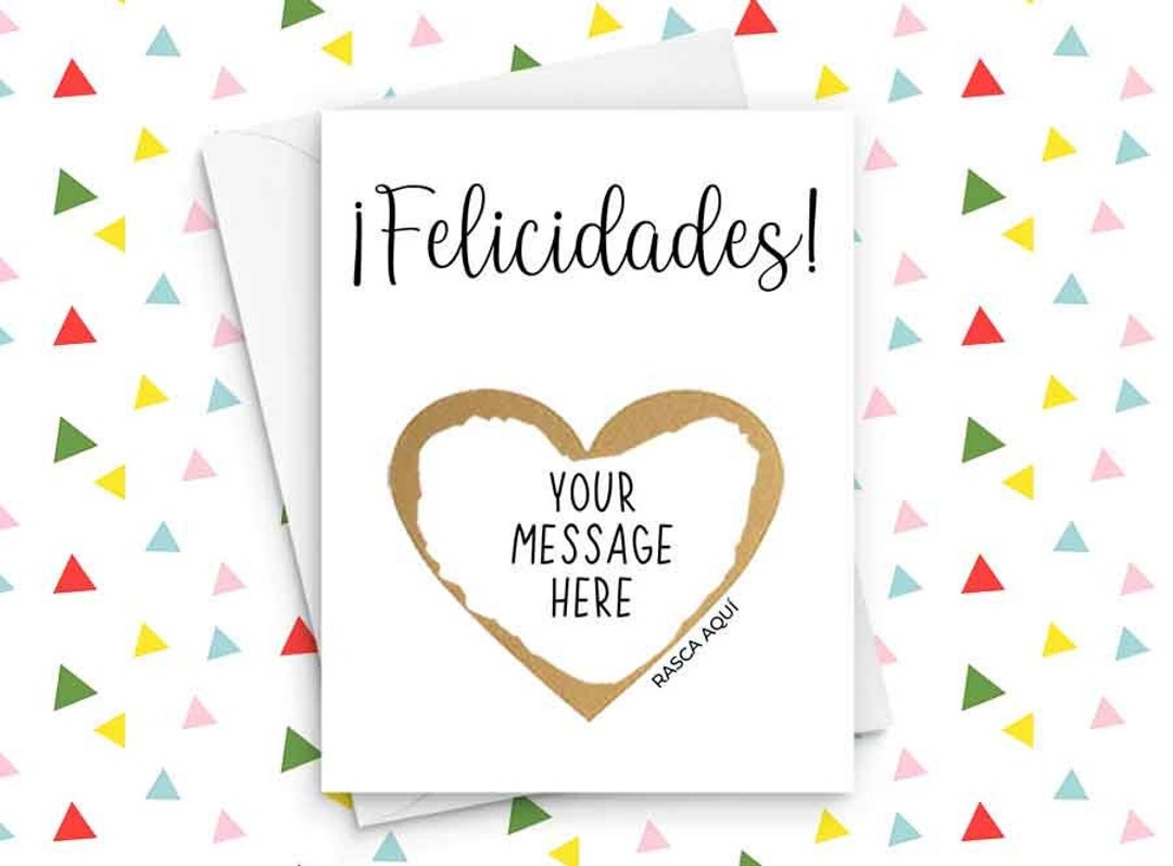 SPANISH Felicidades Birthday Scratch off Card, Custom Scratch off Card ...