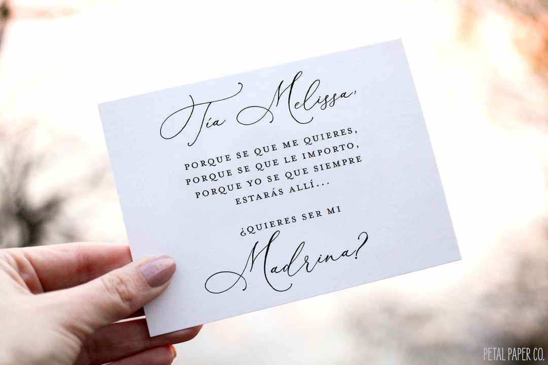 SPANISH Godmother Madrina Proposal Card - Madrina Card - Quieres Ser Mi ...