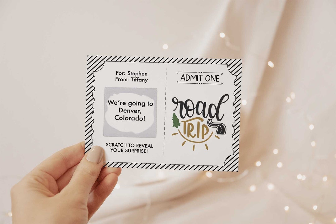 Custom Scratch off Road Trip Travel Ticket Card Personalized Gift ...
