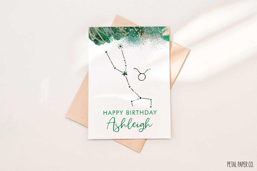 Taurus Birthday Card, Zodiac Birthday Card, Astrological, Personalized ...
