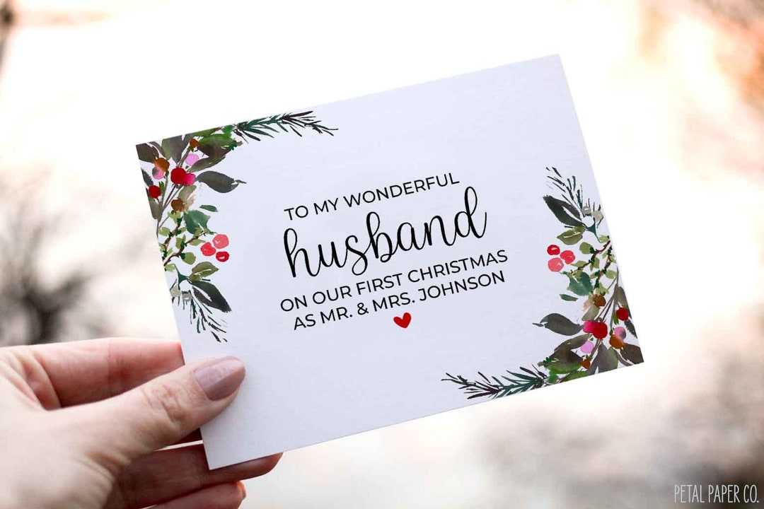 Husband FIRST Married Christmas Card To My Husband Christmas Etsy