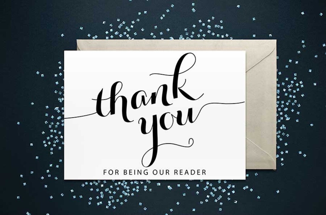 Thank You for Being Our Reader Card, Reader Thank You Card, Wedding ...