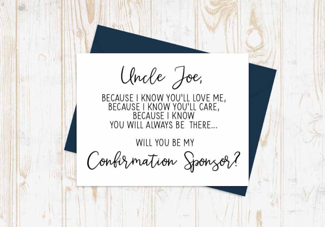 Will You Be My Confirmation Sponsor? Card - Personalized CONFIRMATION ...
