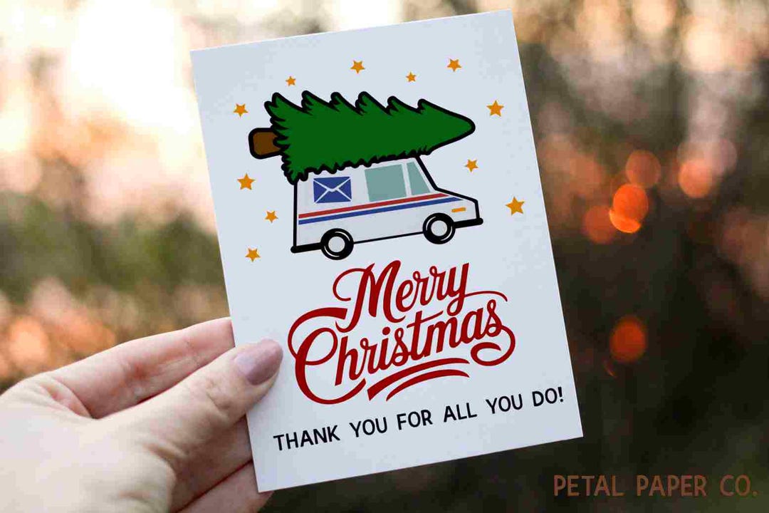Mail Carrier Christmas Card, Letter Carrier, Merry Christmas, Happy ...