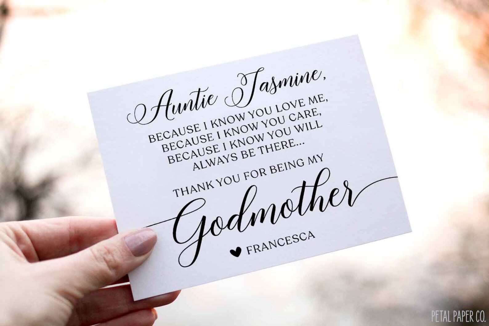 Personalized Thank You For Being My Godmother Card Godmother Etsy