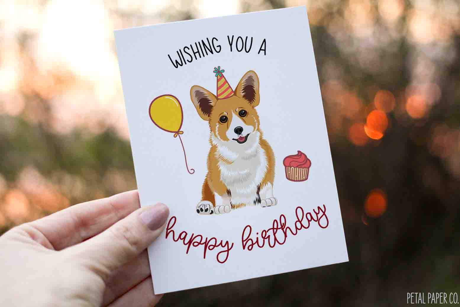 Happy Birthday Card Corgi Birthday Card Birthday Card Cute - Etsy