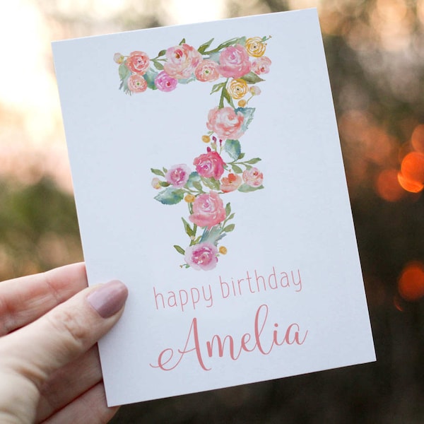 7th Birthday Card for a Girl - Etsy