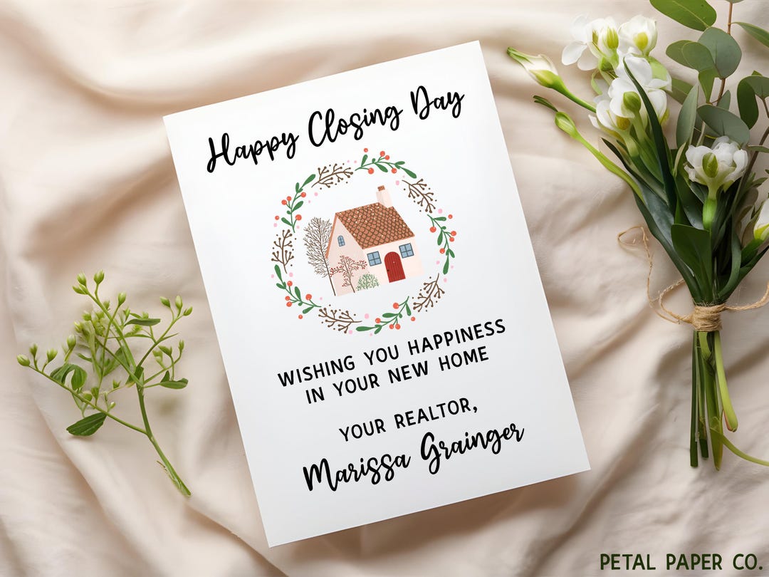 Closing Day Card, Thank You Card From Realtor, for Buyer, Happy Closing ...