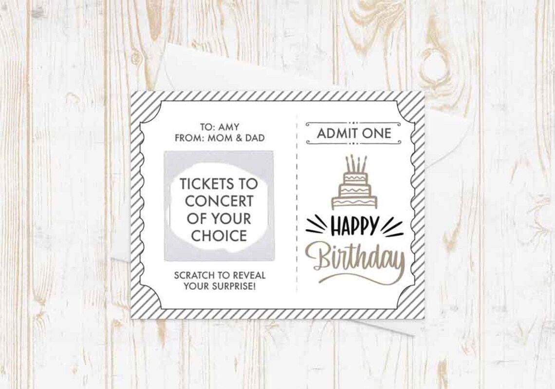 Custom Scratch off Birthday Ticket Card Personalized Gift - Etsy