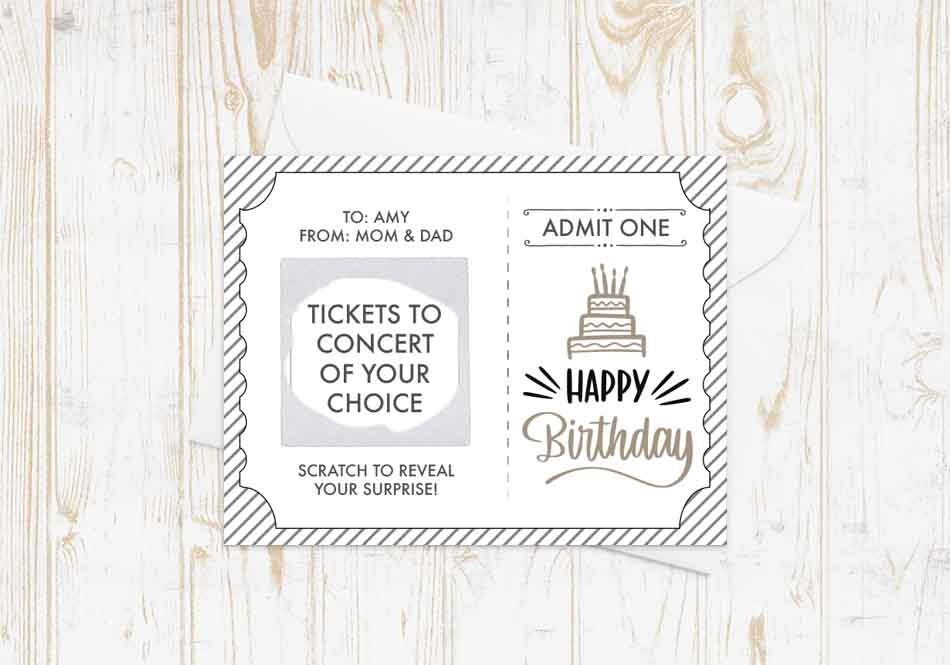 Custom Scratch off Birthday Ticket Card Personalized Gift - Etsy