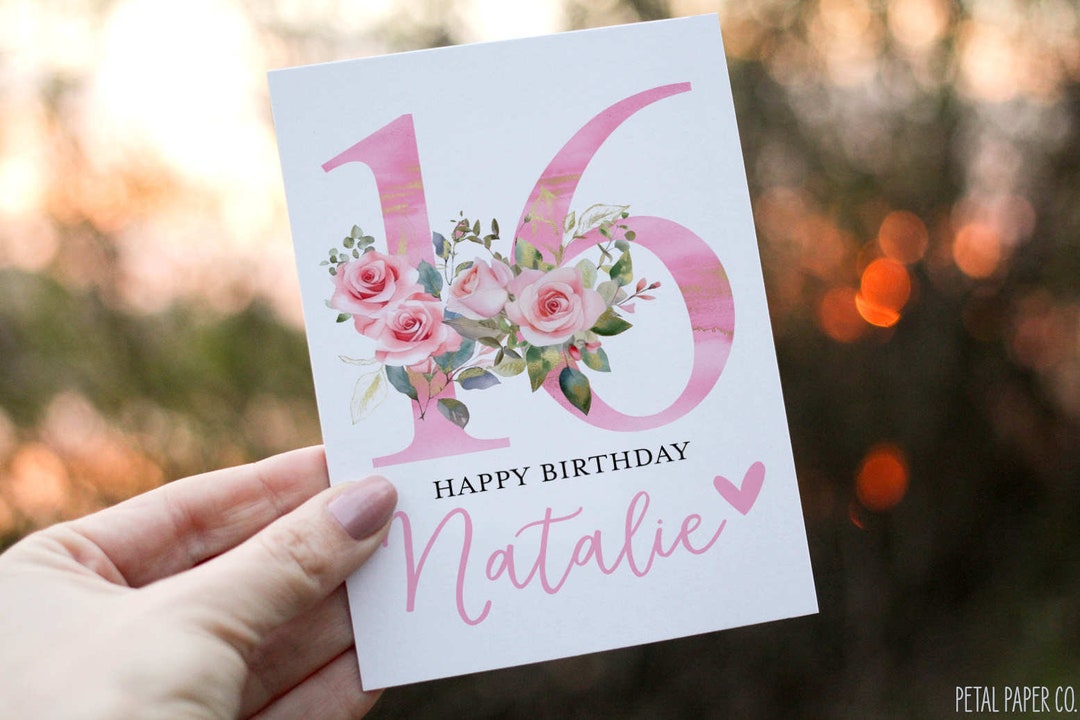 16th Birthday Card, Friend Birthday Card, Personalized With Name, 16th ...
