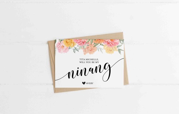 Will You Be My Ninang Card Personalized Card Ninang | Etsy