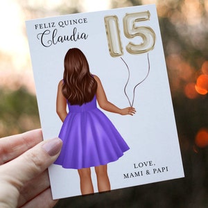 Quince Card, 15th Birthday Card, Quinceanera Birthday Card ...
